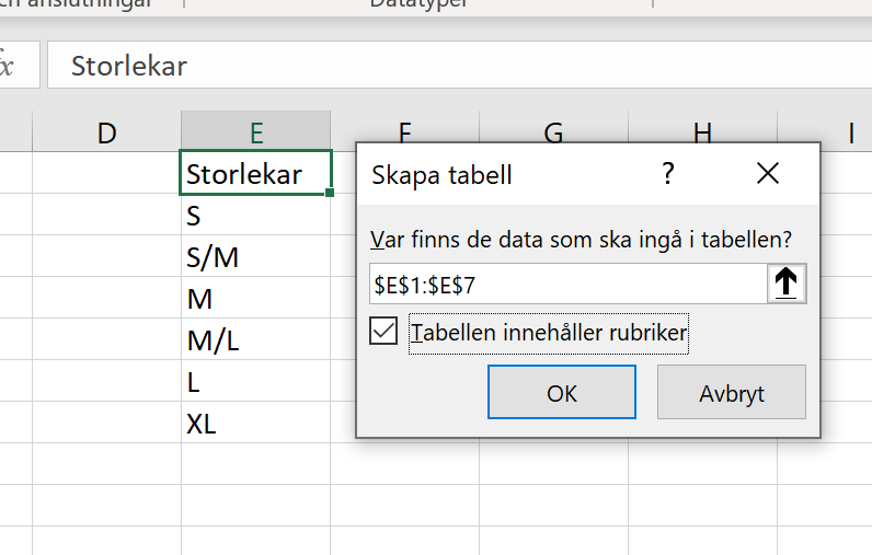 Skapa en drop-down lista i Excel. 3 enkla steg
